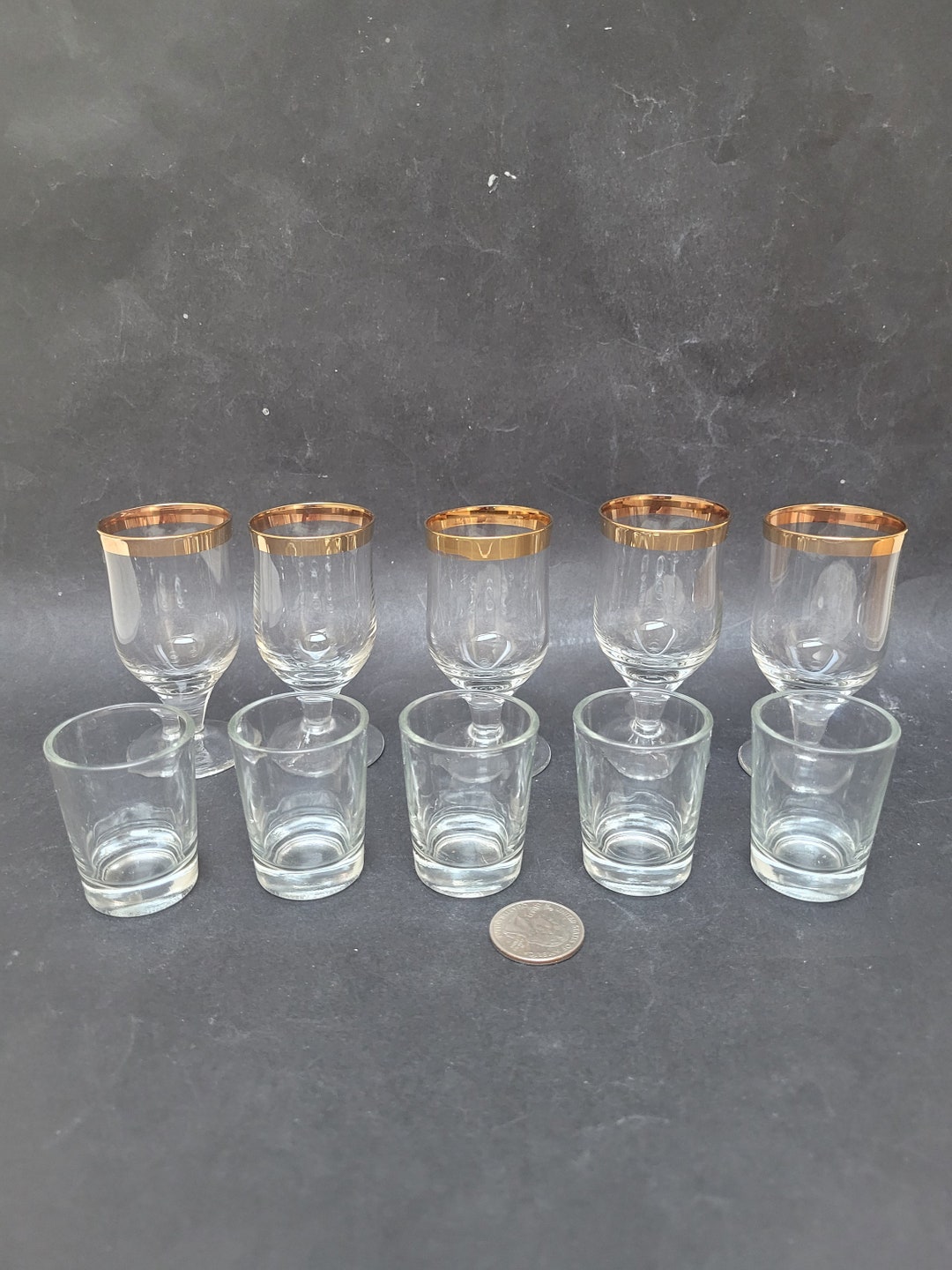 10 Vintage Shot Glasses, Set of Alcohol Drinking Shot, Soviet Gold Rim ...