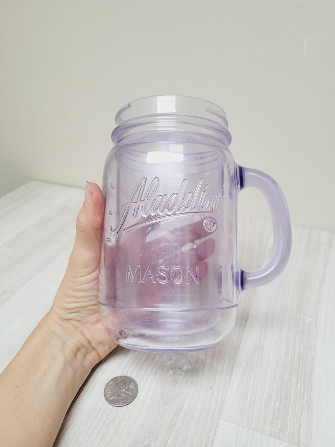 Aladdin Insulated 20oz/591 Ml Plastic Mason Jar Tumbler, M Size Purple Travel Mug, Hot Cold ...