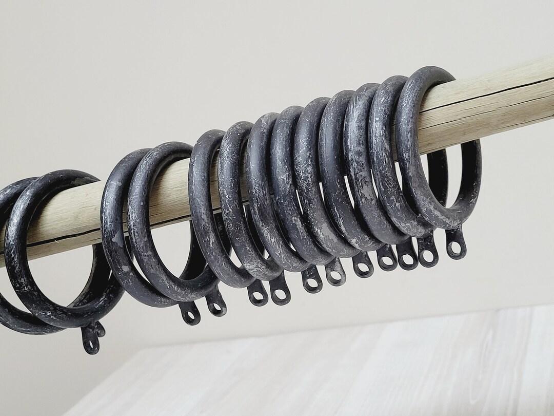 13 Big Heavy Distressed Metal Rings With Loops for Curtain Rod Clips ...