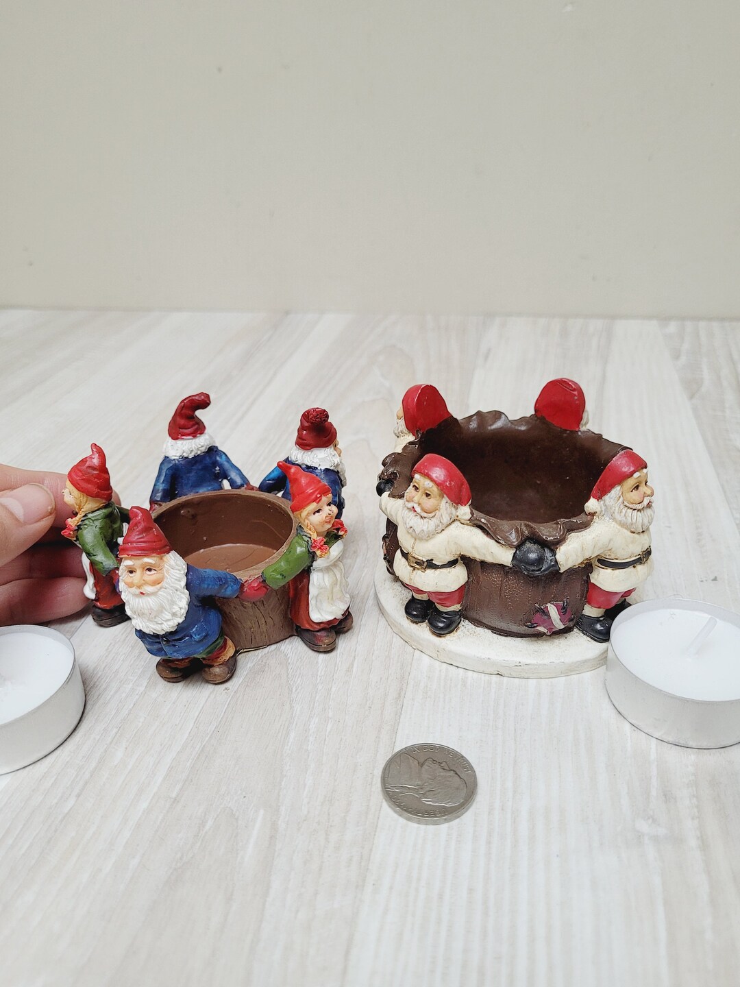 Set of 2 Advent Tomte / Santa Candle Holder, Christmas Dancing Girl ...