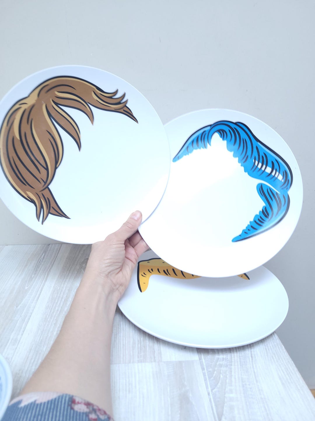 Set of 3 Big Melamine Plates by Fred & Friends DINNER DO'S Boys Hair ...