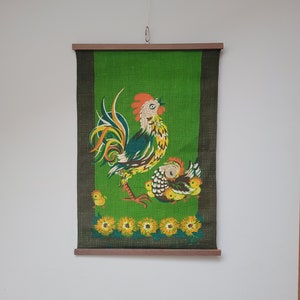 Easter Chicken Rooster Hen Wall Hanging Rug, Printed on Canvas Chick ...
