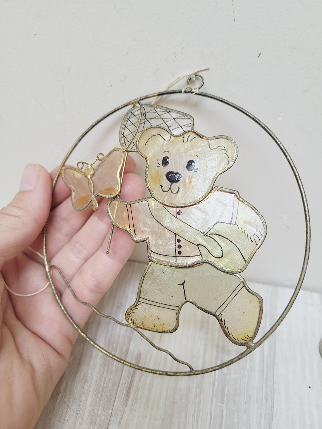 Capiz Shell Teddy Bear With Butterfly Suncatcher, Christmas Tree ...