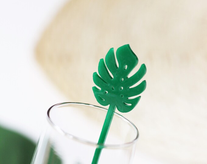 Palm Drink Stirrers (set of 6 Monstera Leaf Shapes) • Bachelorette ...
