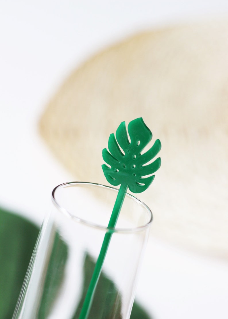 Palm Drink Stirrers (set of 6 Monstera Leaf Shapes) • Bachelorette ...