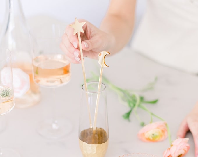 Celestial Drink Stirrer Set (star and Moon Assorted Set of 6) | Star ...