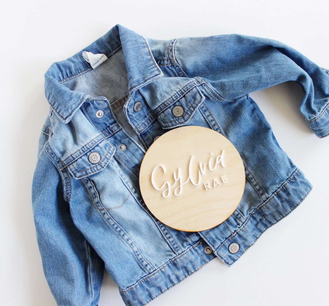 Modern Calligraphy Baby Name Announcement Acrylic and Wood - Etsy