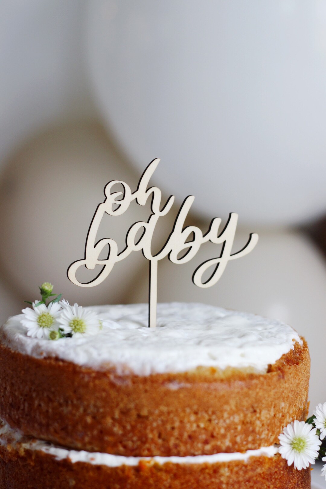 Oh Baby Calligraphy Cake Topper | Baby Shower Cake Topper | Hand ...