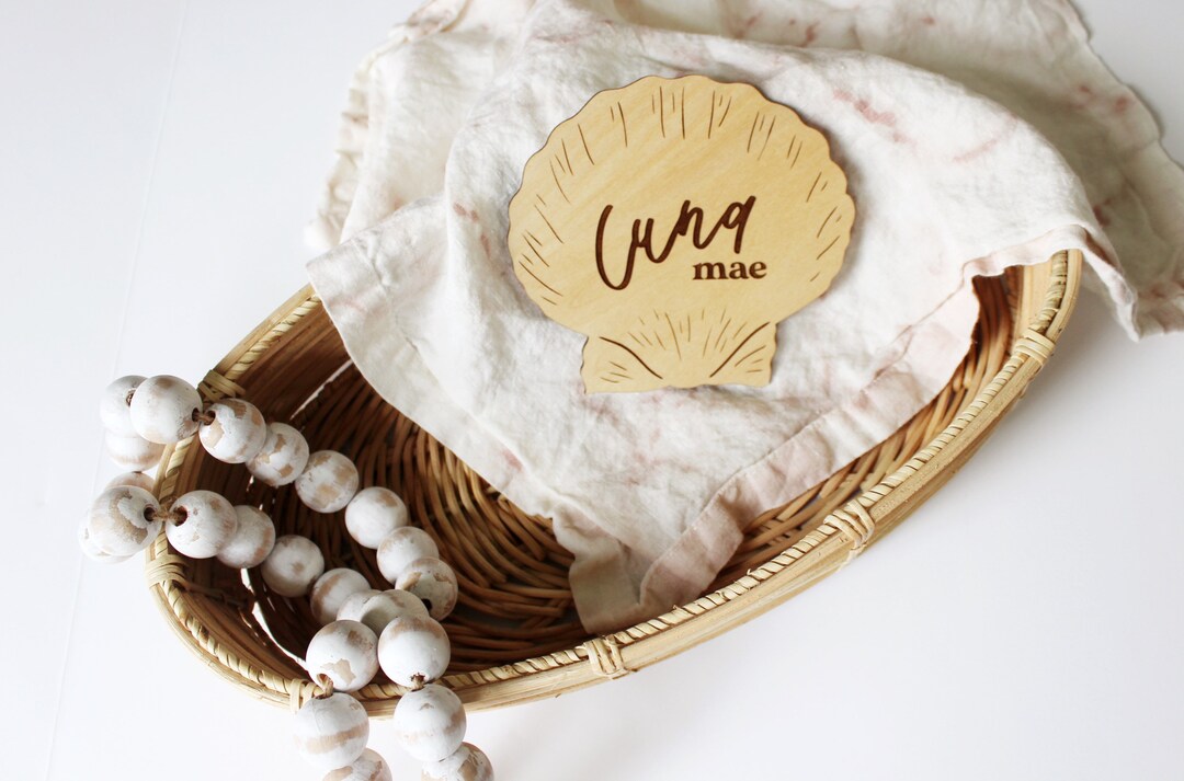 Seashell Custom Baby Name Announcement Sign • for the Boho Beach Babe ...