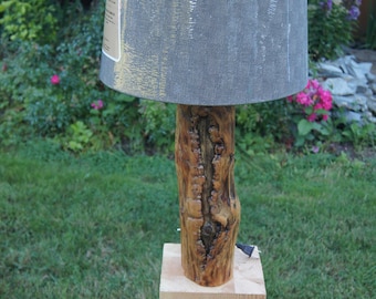 Rustic Wood Table Lamp, Unique Bedside Lamp With Salvaged Old Barn Beam ...