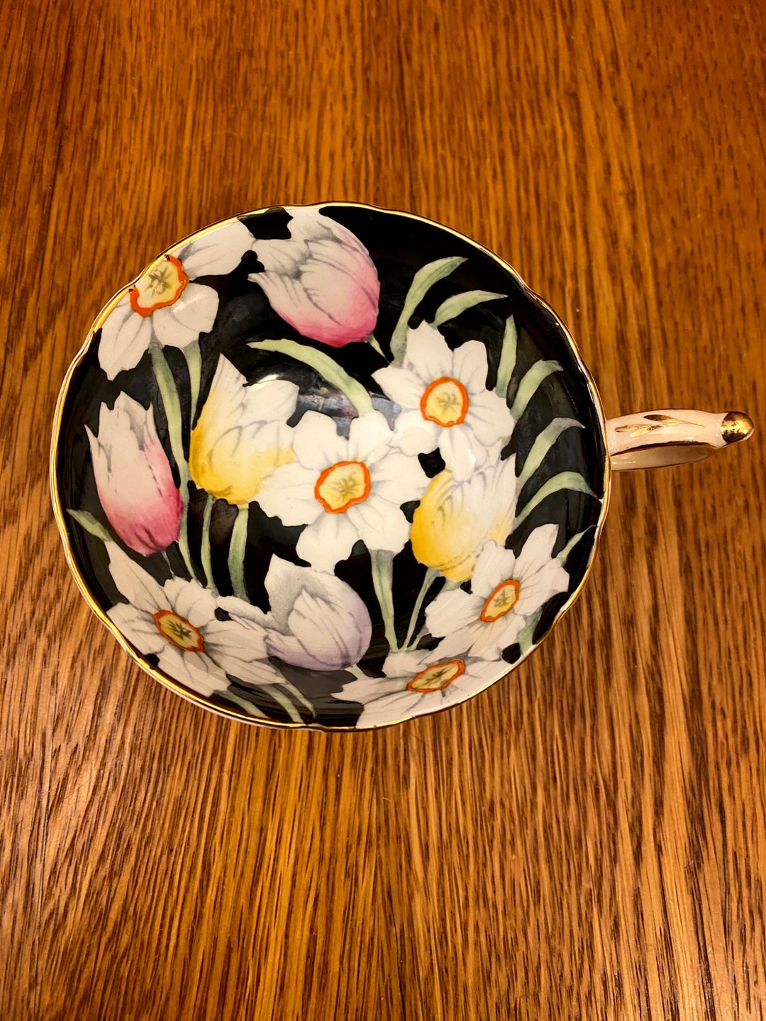 Rare Paragon Narcissus Daffodils Tips Black Tea Cup Only, Wide Mouth ...