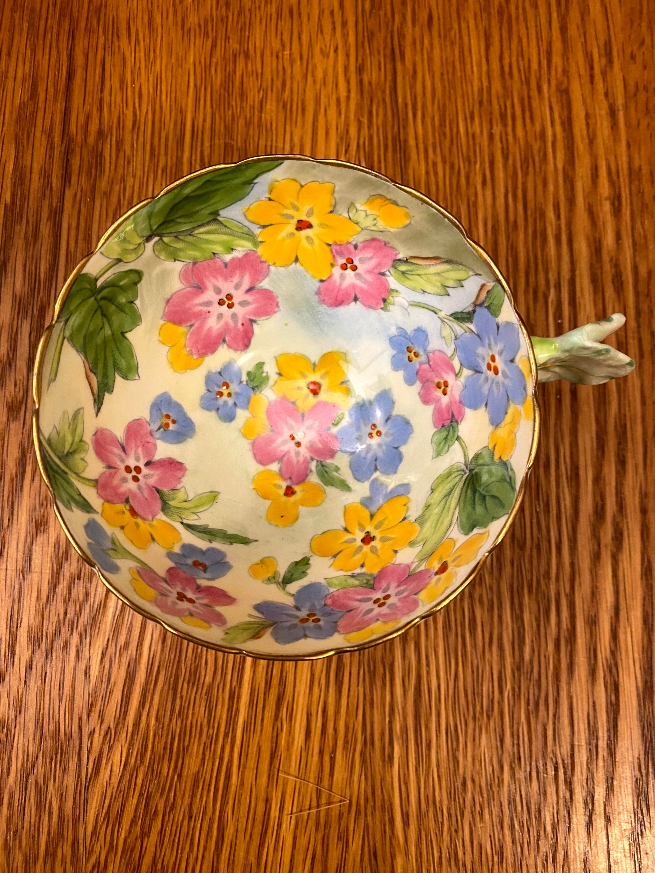 Rare Paragon, Saxifrage Pansy, Handled Floral Teacup and Saucer, Hand ...