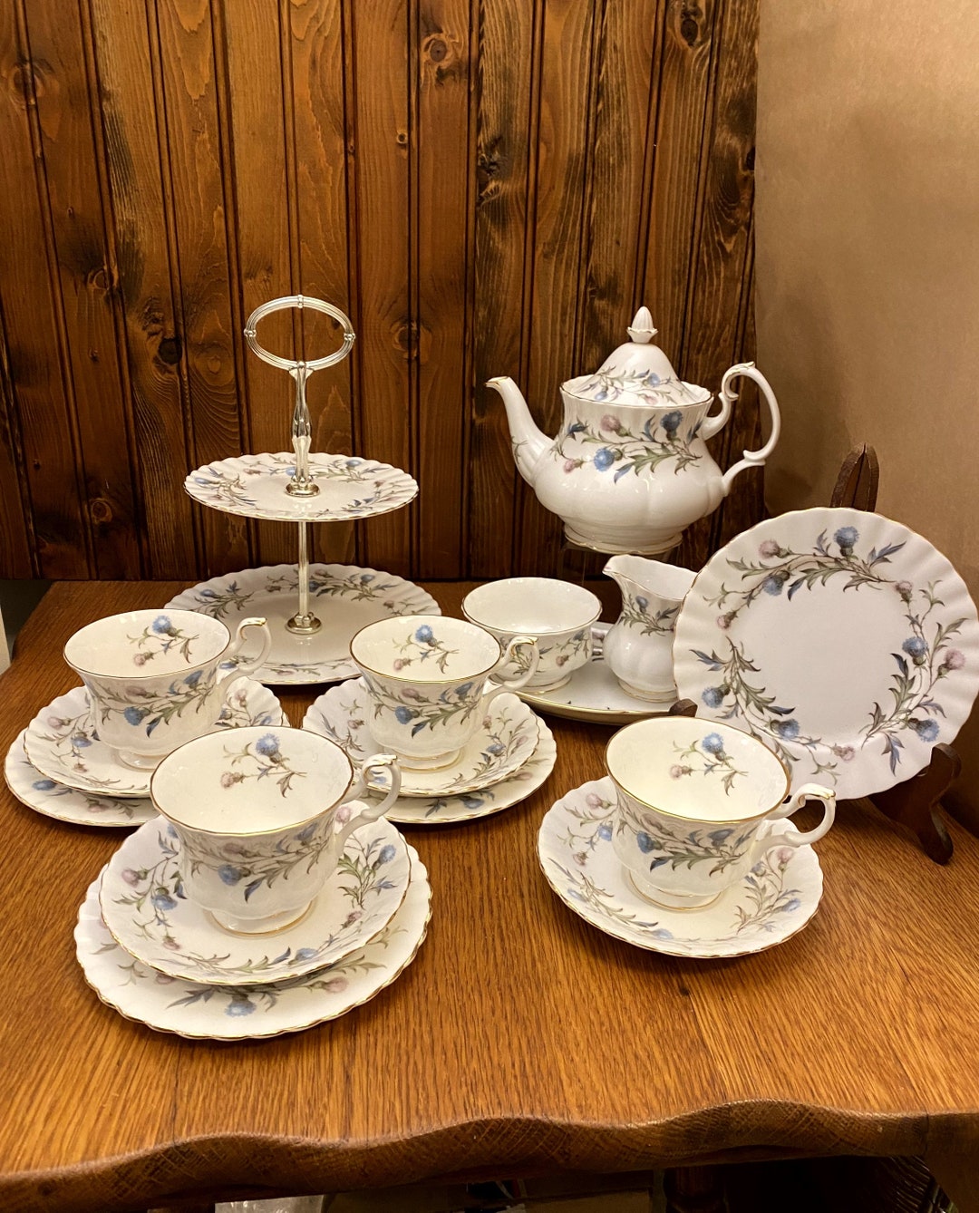 Royal Albert Brigadoon 18 Piece Tea Set, Small Tea Pot, Cream, Sugar ...