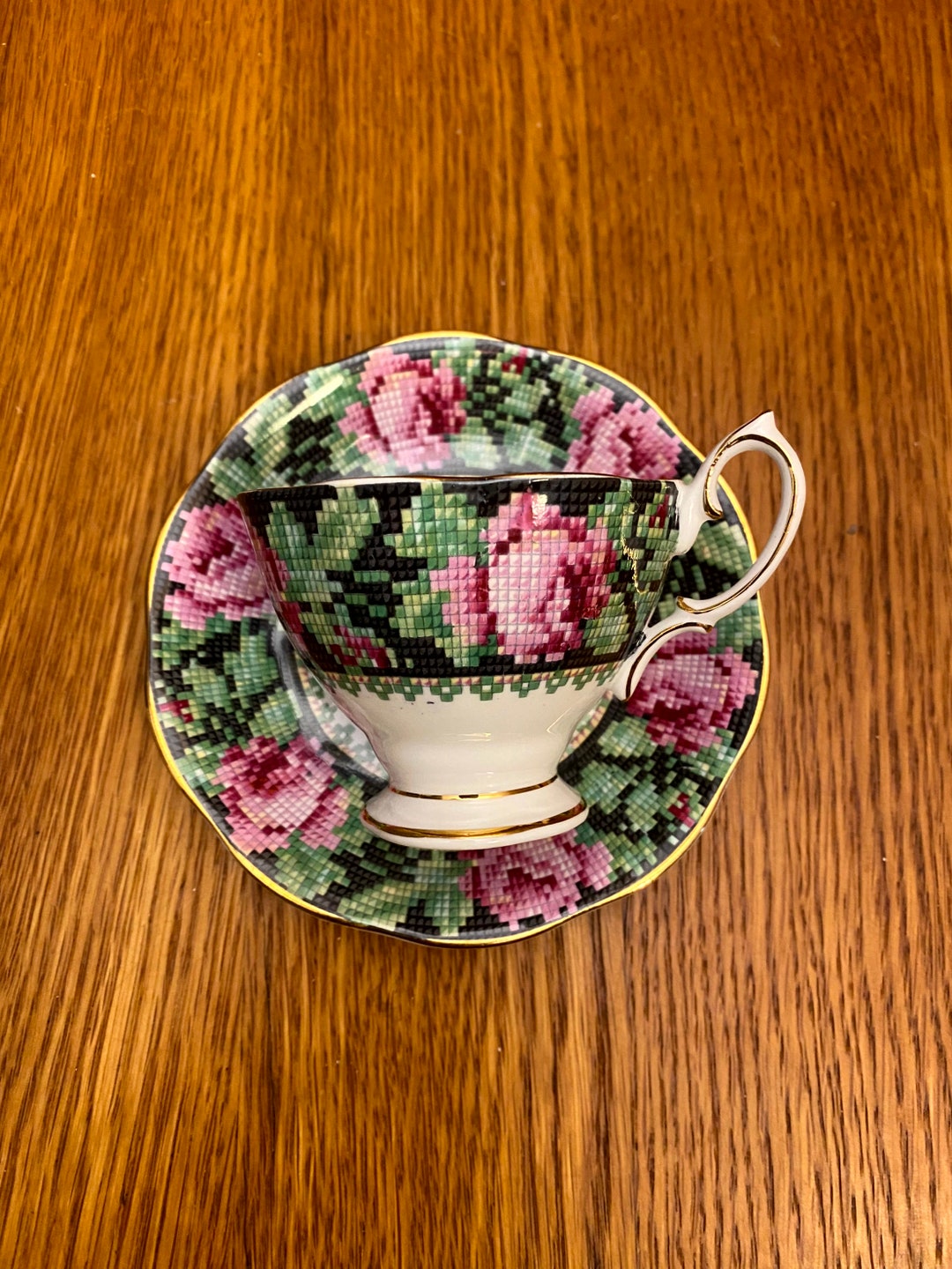 Royal Albert Crown China Needle Point Demitasse Cup and Saucer - Etsy