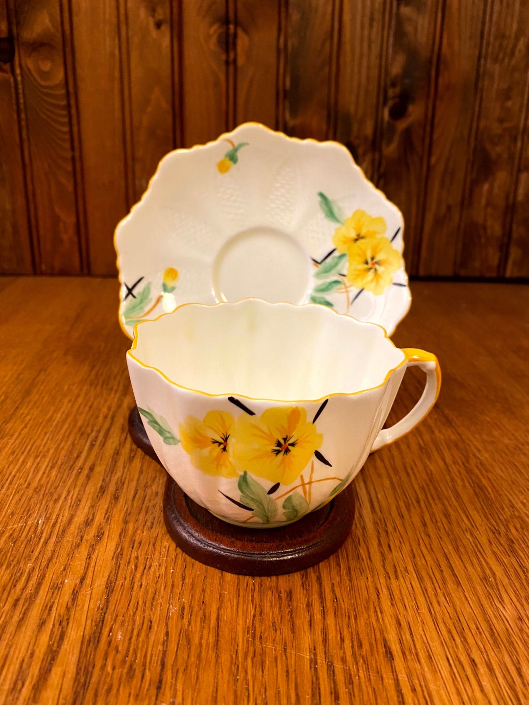 Royal Paragon China Lotus Shape Teacup and Saucer With Hand Painted ...