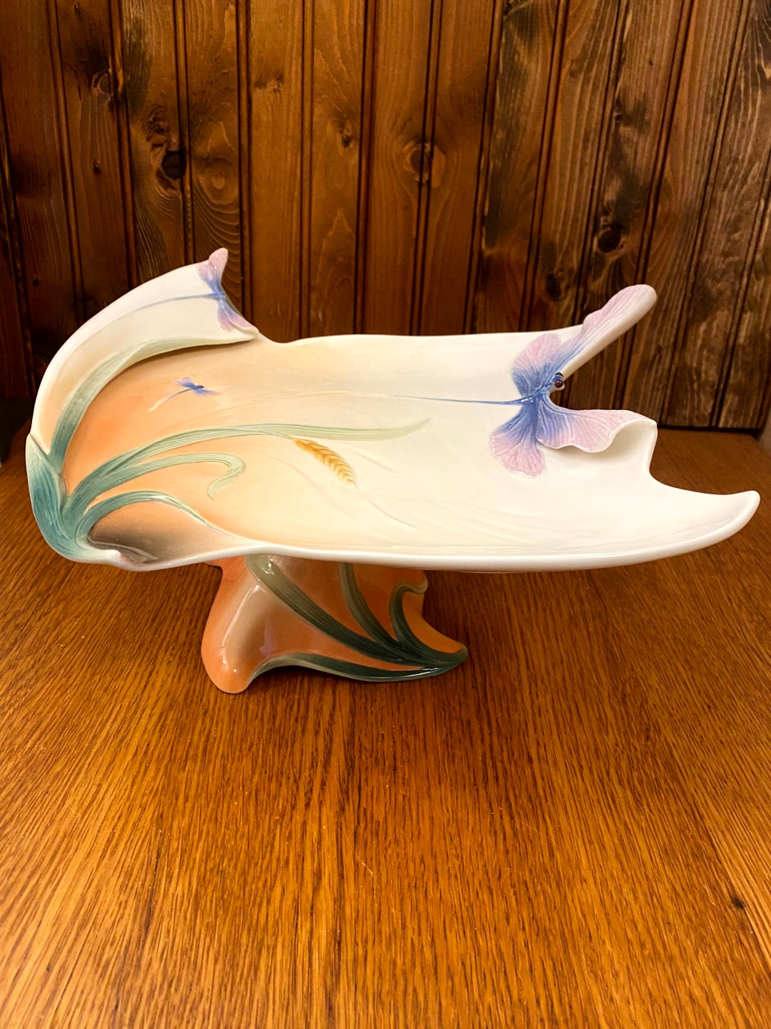 Franz Collection Porcelain Dragonfly Design Sculptured Pedestal Cake ...