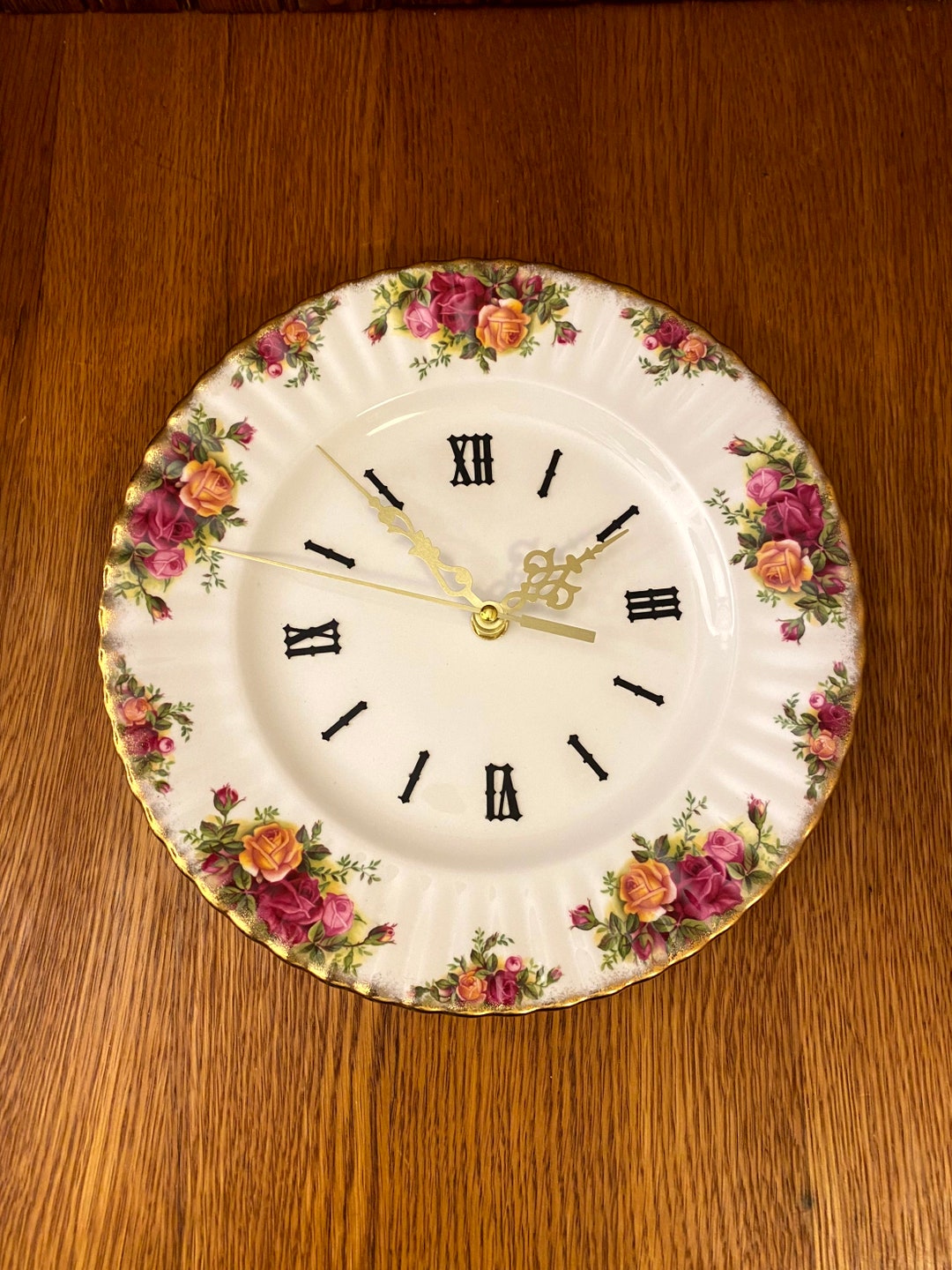 Royal Albert Old Country Roses Large Wall Clock With Black Numbers - Etsy