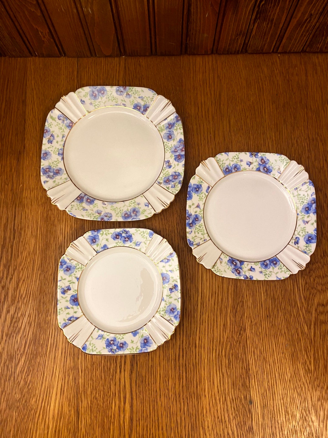 Royal Albert Blue Pansy Chintz Square Plate, Choice of Size, Blue Panel ...