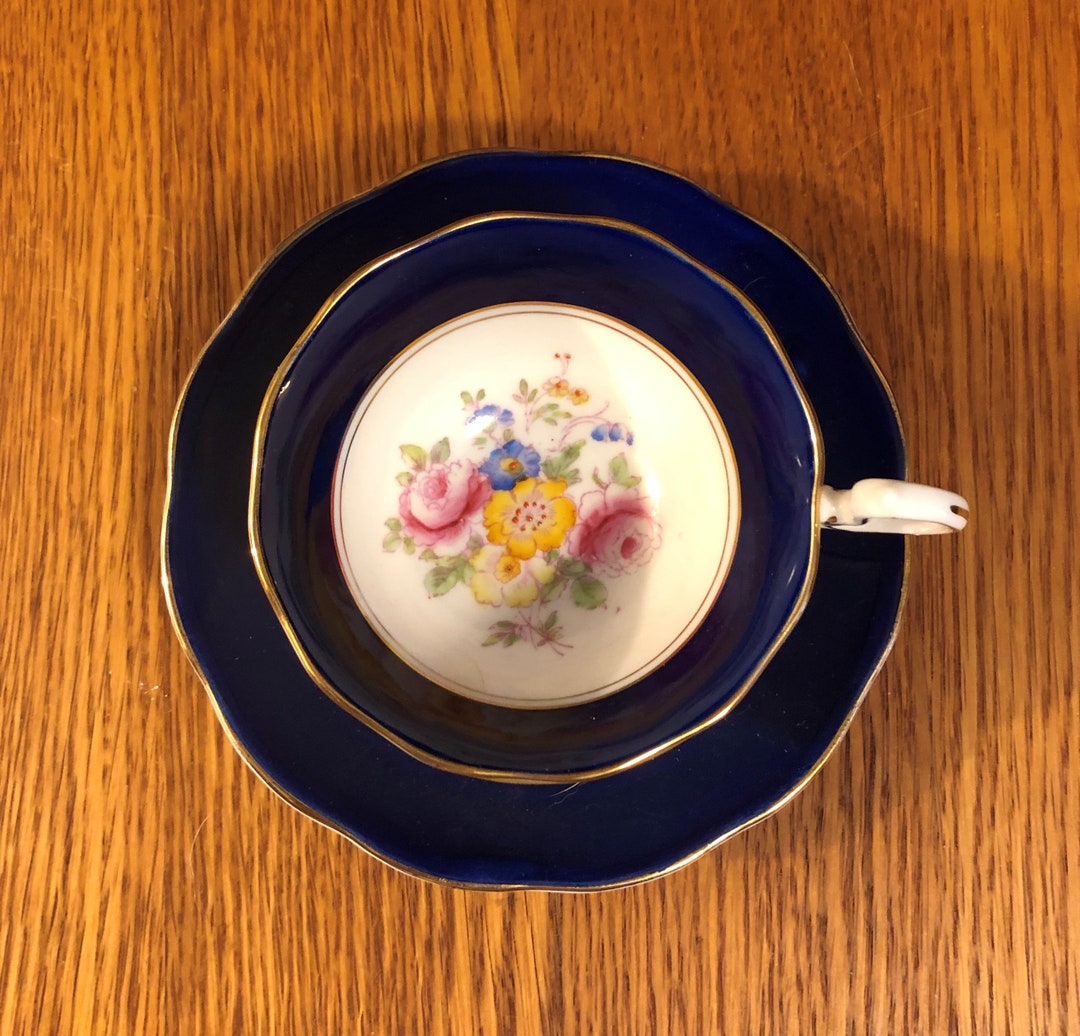Buy Vintage Birks China Cobalt Blue With a Floral Bouquet in the Center ...
