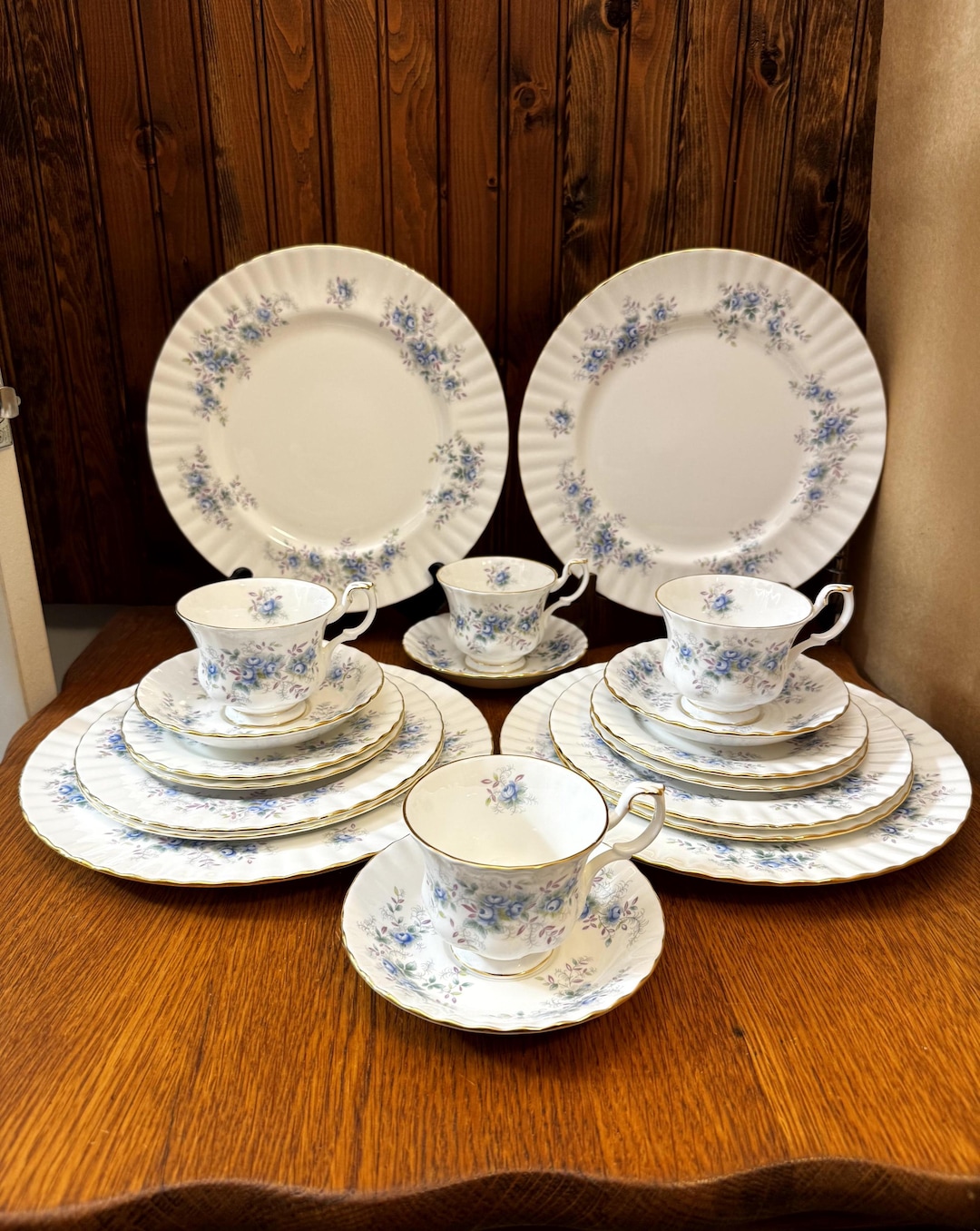 Rare Royal Albert Blue Blossom Dinnerware Set for 4 - Etsy