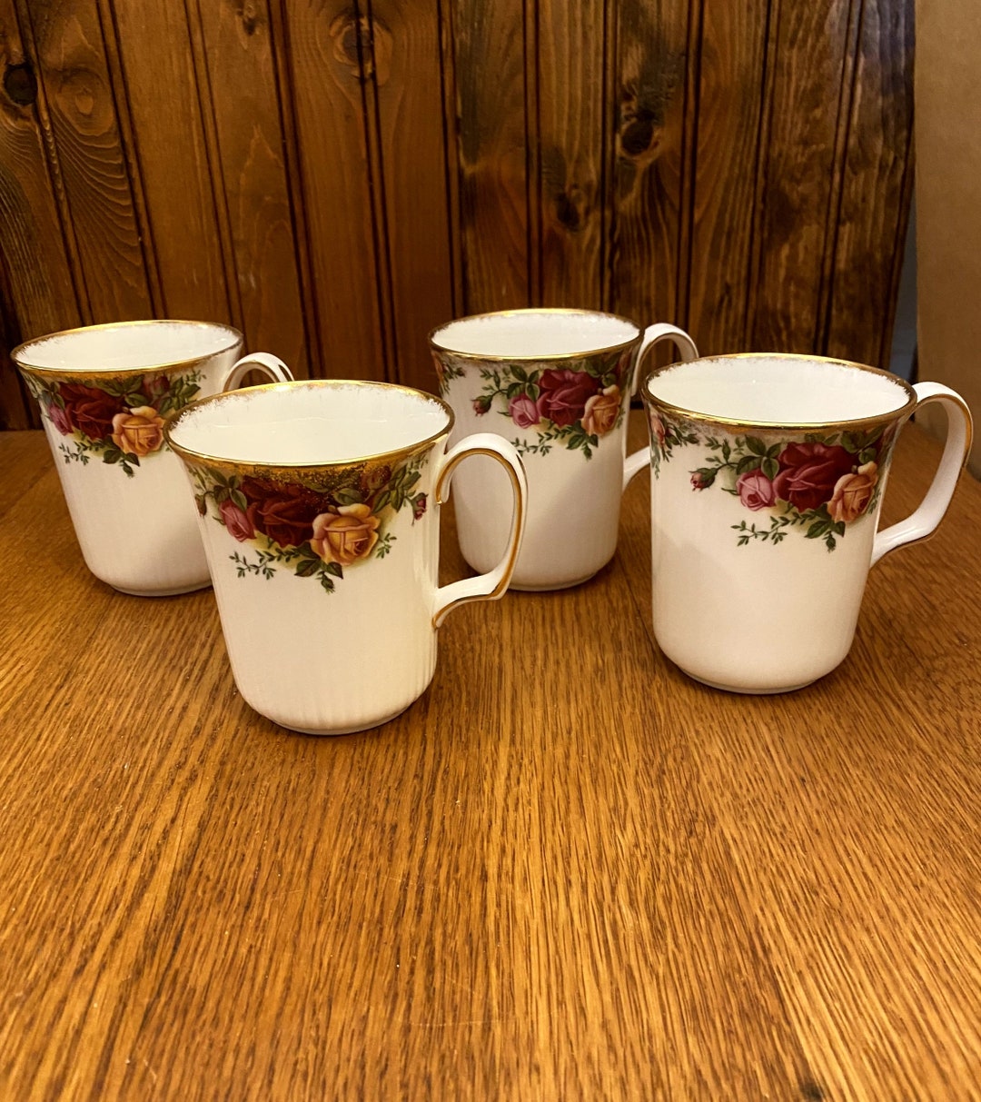 Set of 4, Ribbed Coffee Mug, Old Country Roses by Royal Albert, Bristol ...