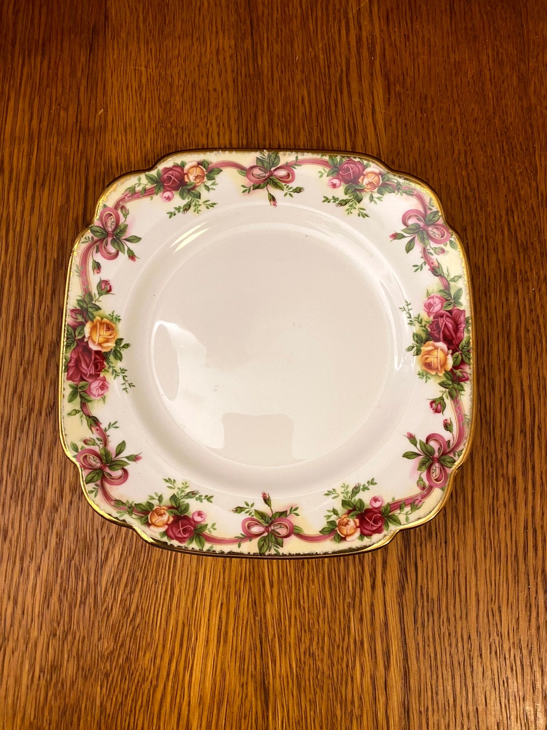 Royal Albert Old Country Roses, Ruby Celebration Square Dessert Plate ...