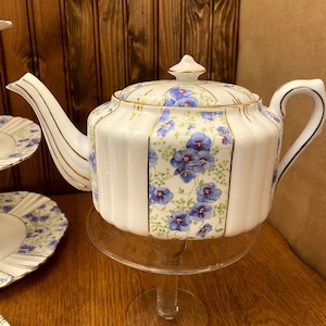 Royal Albert Blue Pansy Panel Chintz Tea Set With the Teapot, Cream and ...