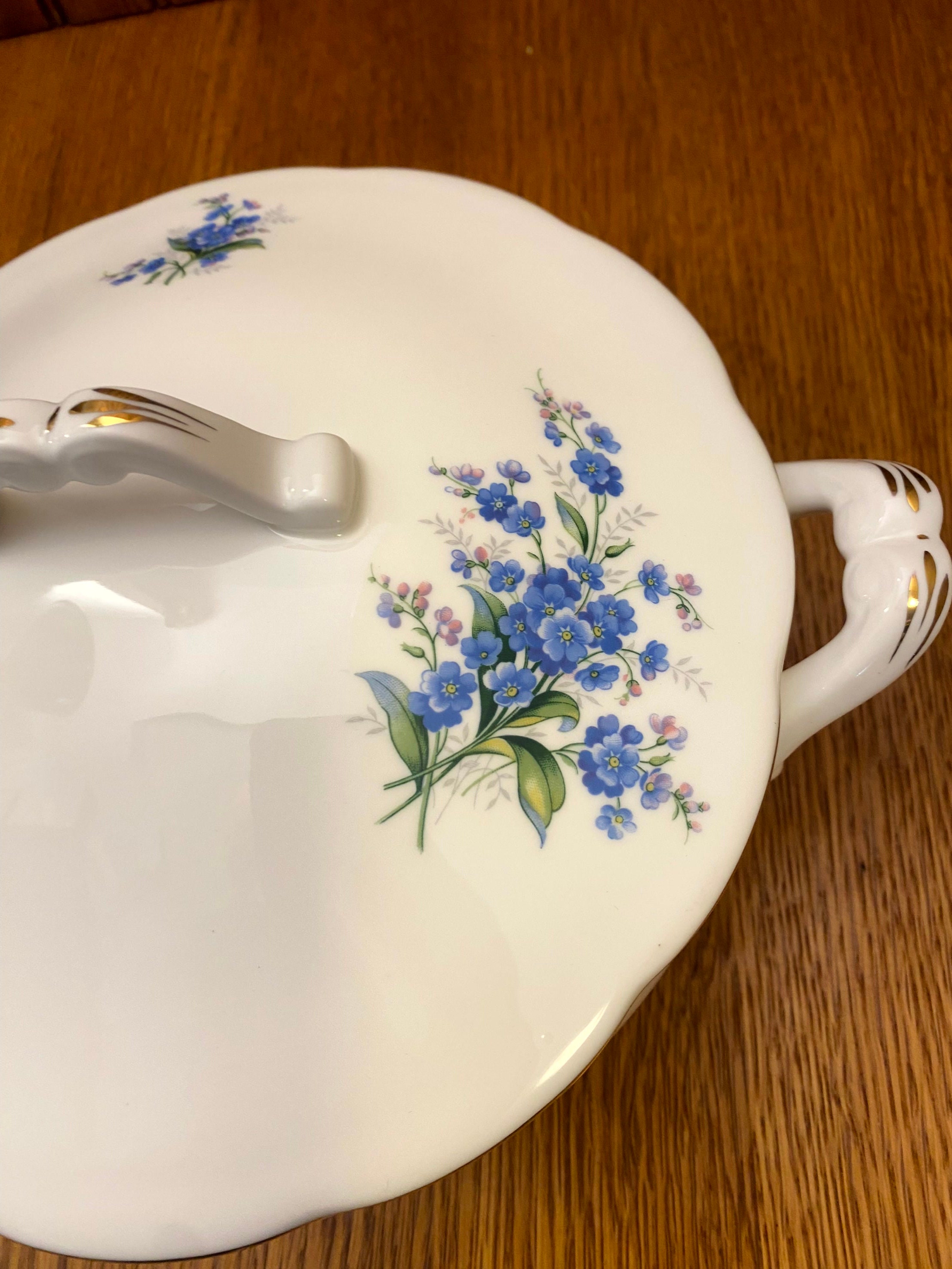 Royal Albert Forget Me Not China Covered Vegetable Bowl, Blue Flower ...