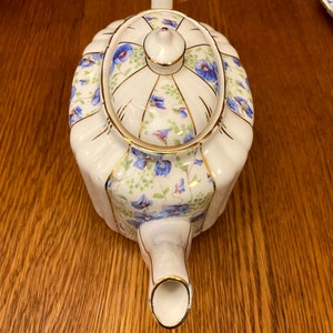 Royal Albert Blue Pansy Panel Chintz Tea Set With the Teapot, Cream and ...