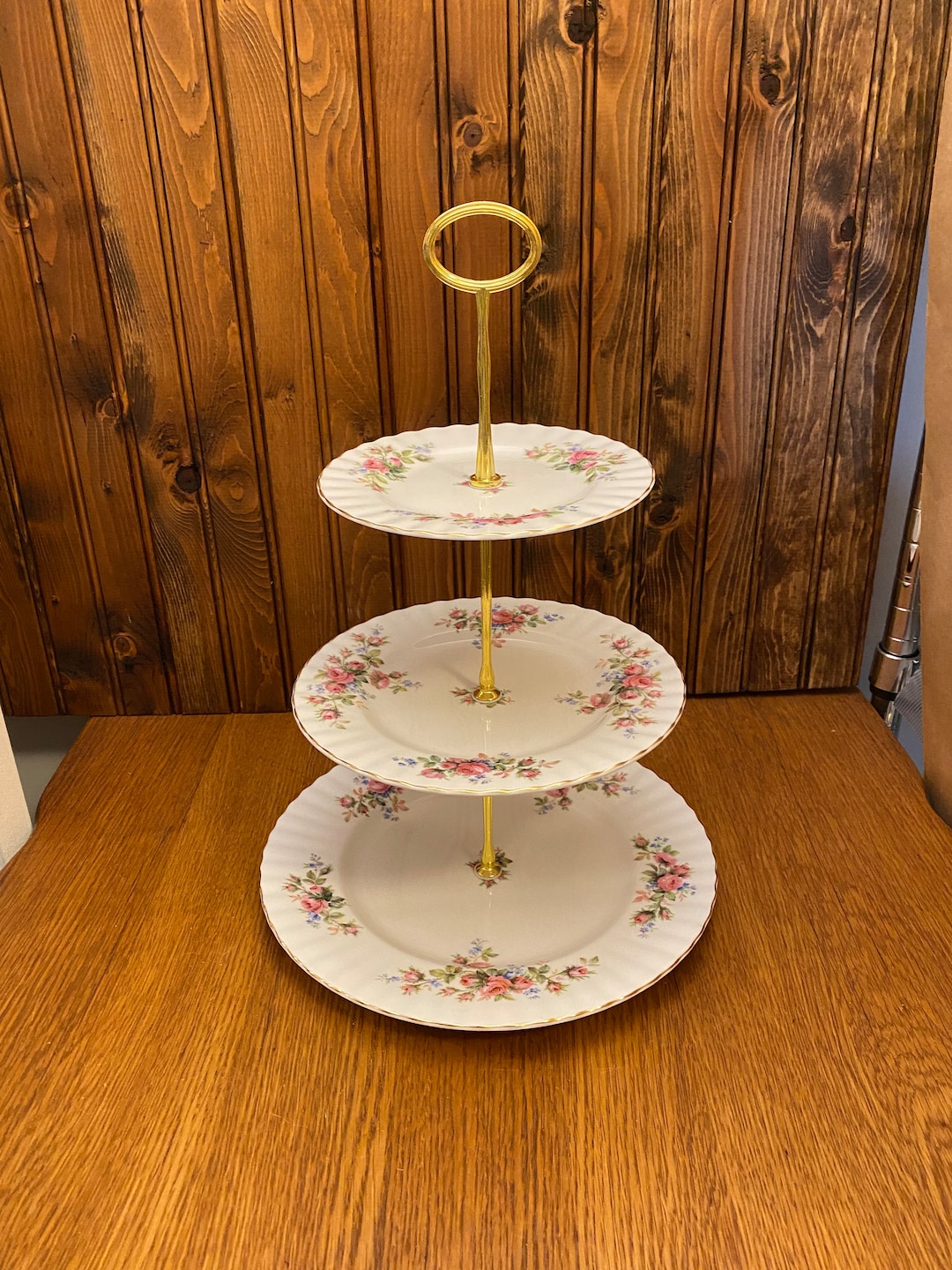 Royal Albert Moss Rose 3 Tier Cake Plate - Etsy
