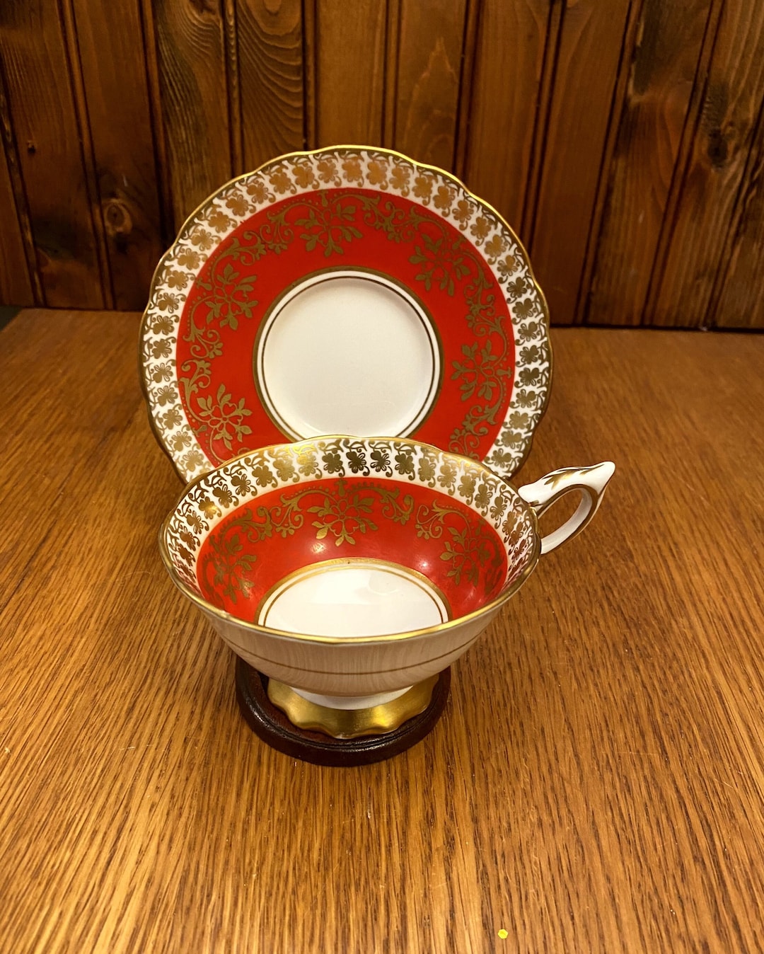 Royal Stafford Red With Gold Floral Filigree Trim and Gold Footed ...