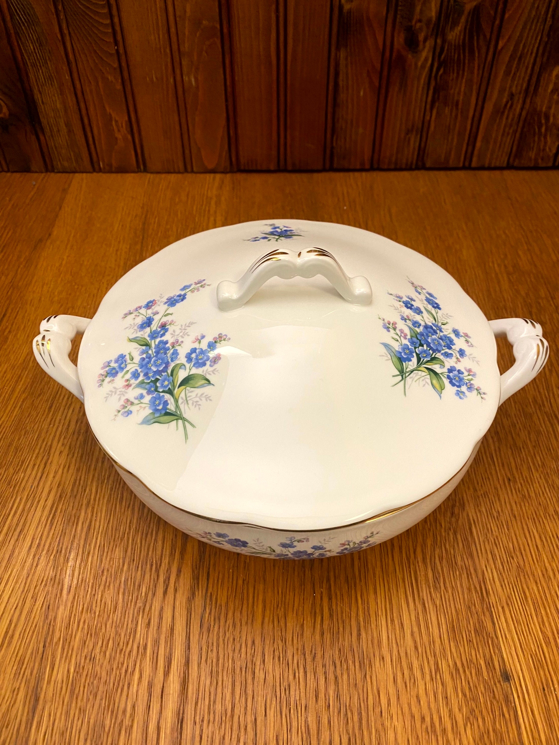 Royal Albert Forget Me Not China Covered Vegetable Bowl, Blue Flower ...