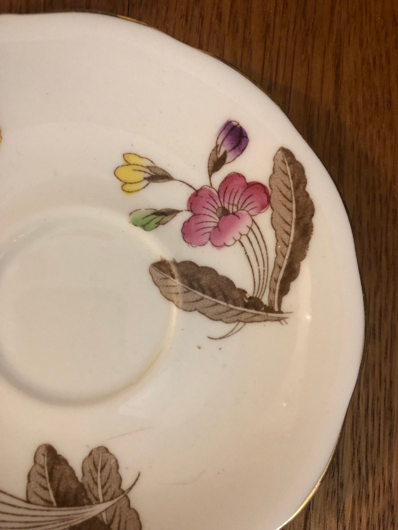 Vintage Floral Bone China Art Deco Hand Painted Teacup and Saucer - Etsy