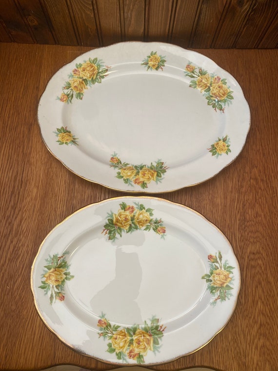 Trays & Platters 15 Oval Serving Platter Tea Rose Yellow by ROYAL ...