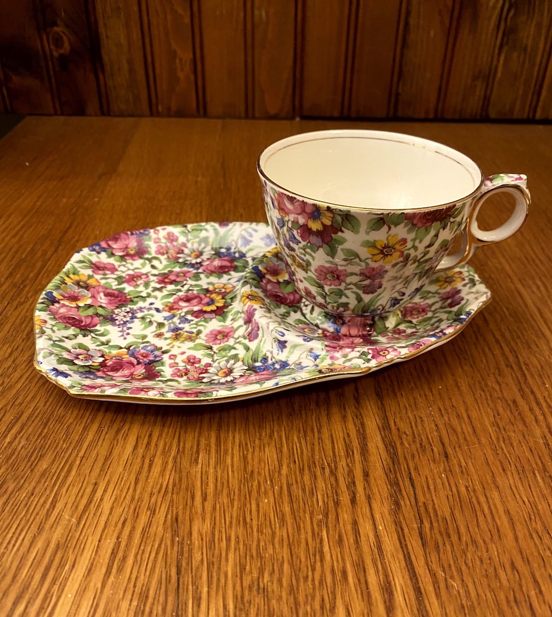 Royal Winton Grimwades Summertime Chintz Snack Set, Chintz Tennis Set ...