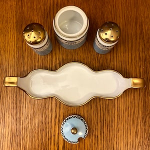 Morimura, Noritake Hand Painted 3 Piece Condiment Set With Matching ...