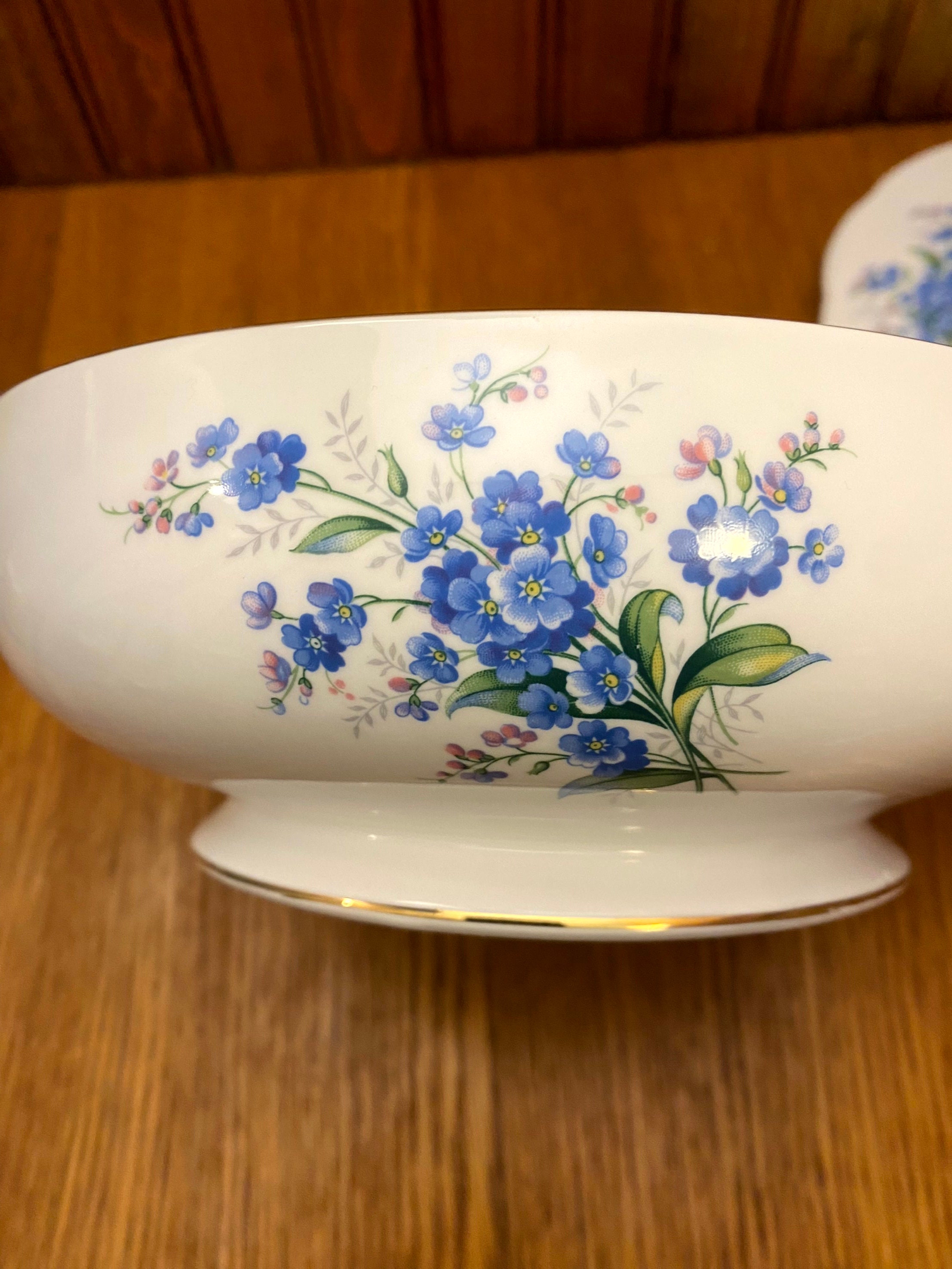 Royal Albert Forget Me Not China Covered Vegetable Bowl, Blue Flower ...