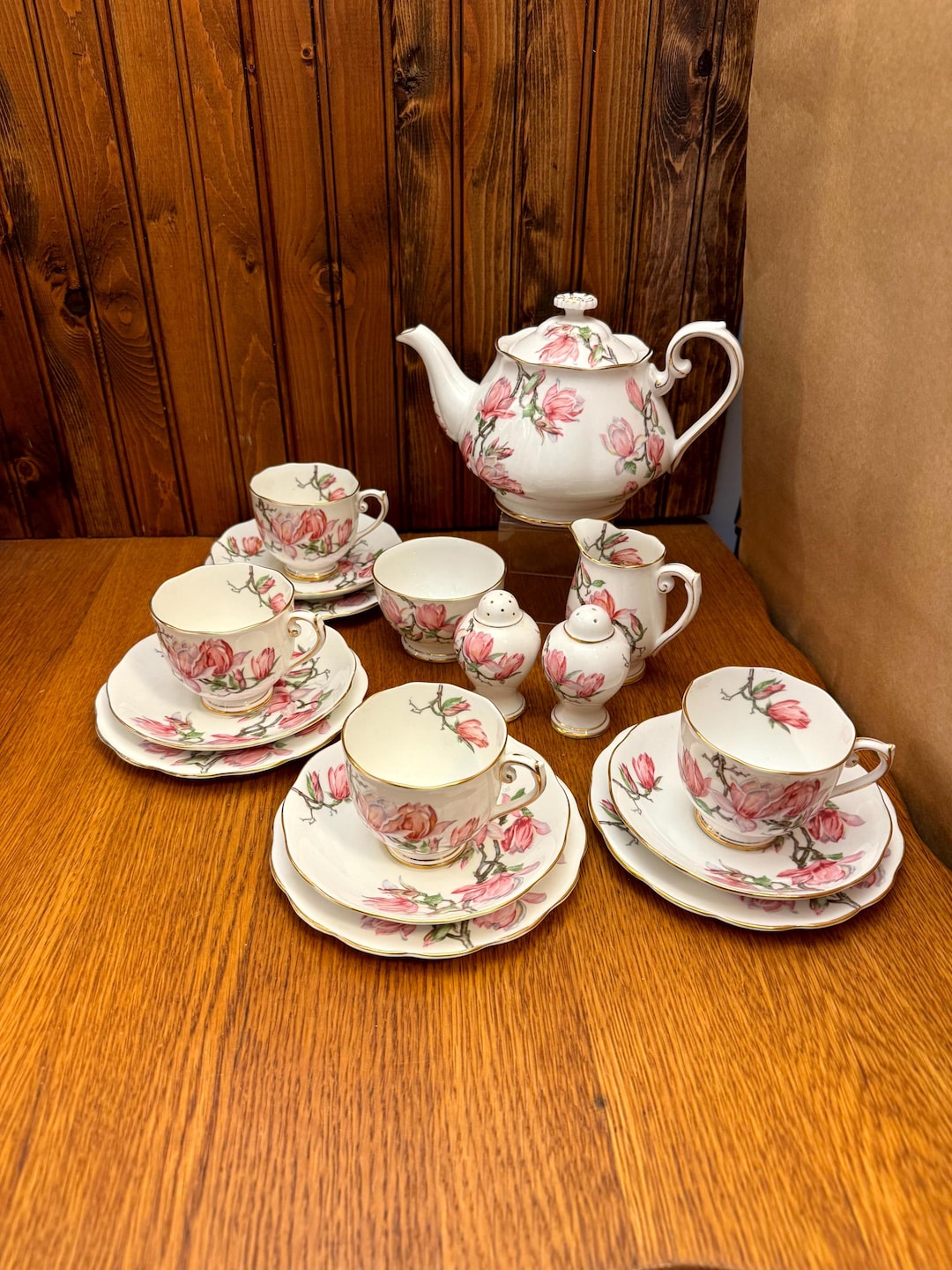 Rare, 18 Piece Roslyn Fine Bone China Tea Set, Magnolia Pattern ...