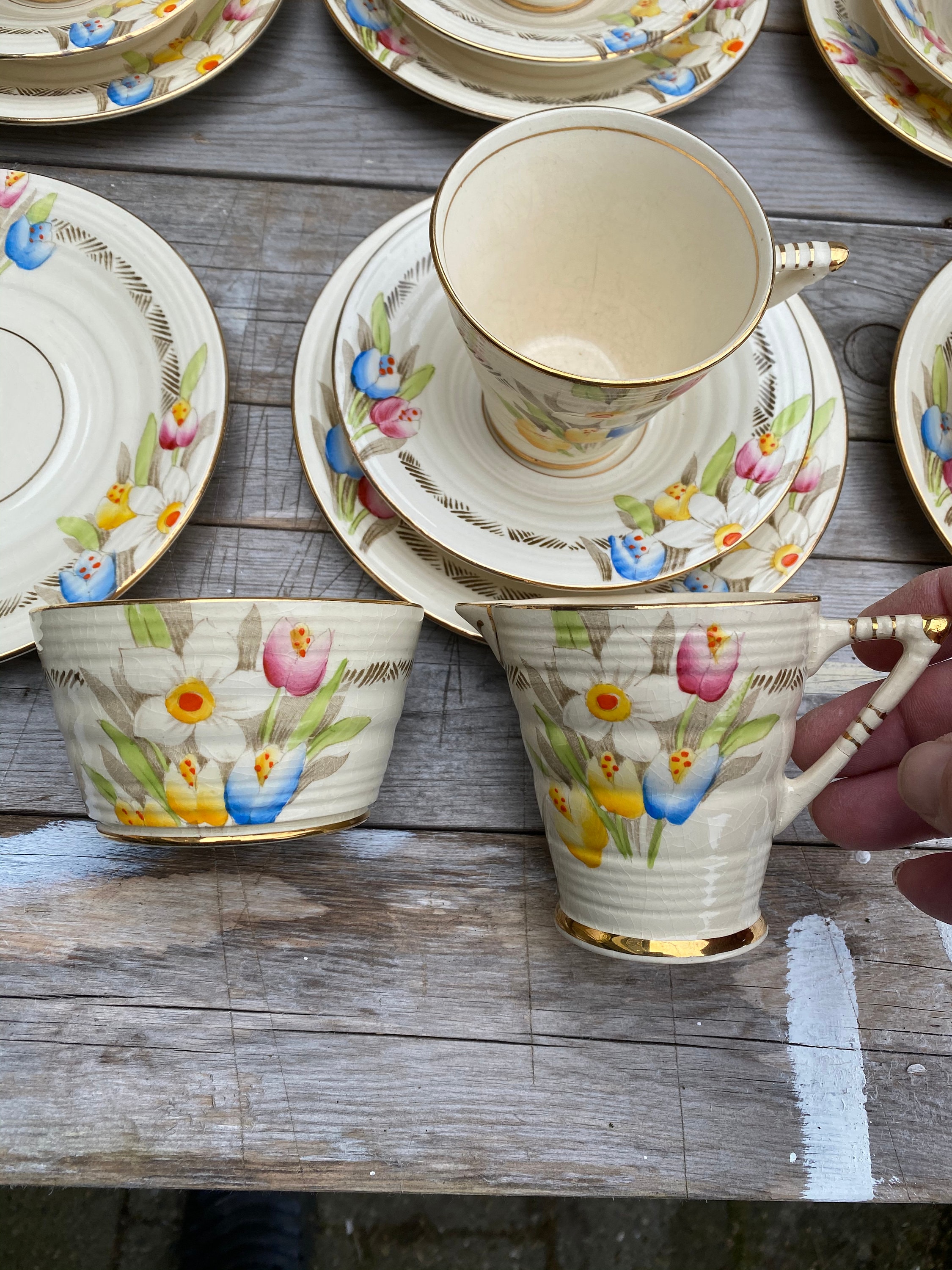 21 Piece Phoenix Ware Bouquet Dessert Set Hand Painted | Etsy