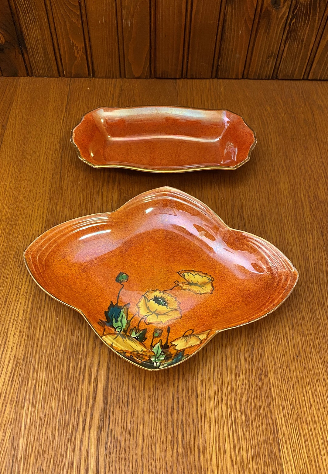 Royal Winton Grimwades Orange Lusterware, Hand Painted Poppy's, Byzanta ...