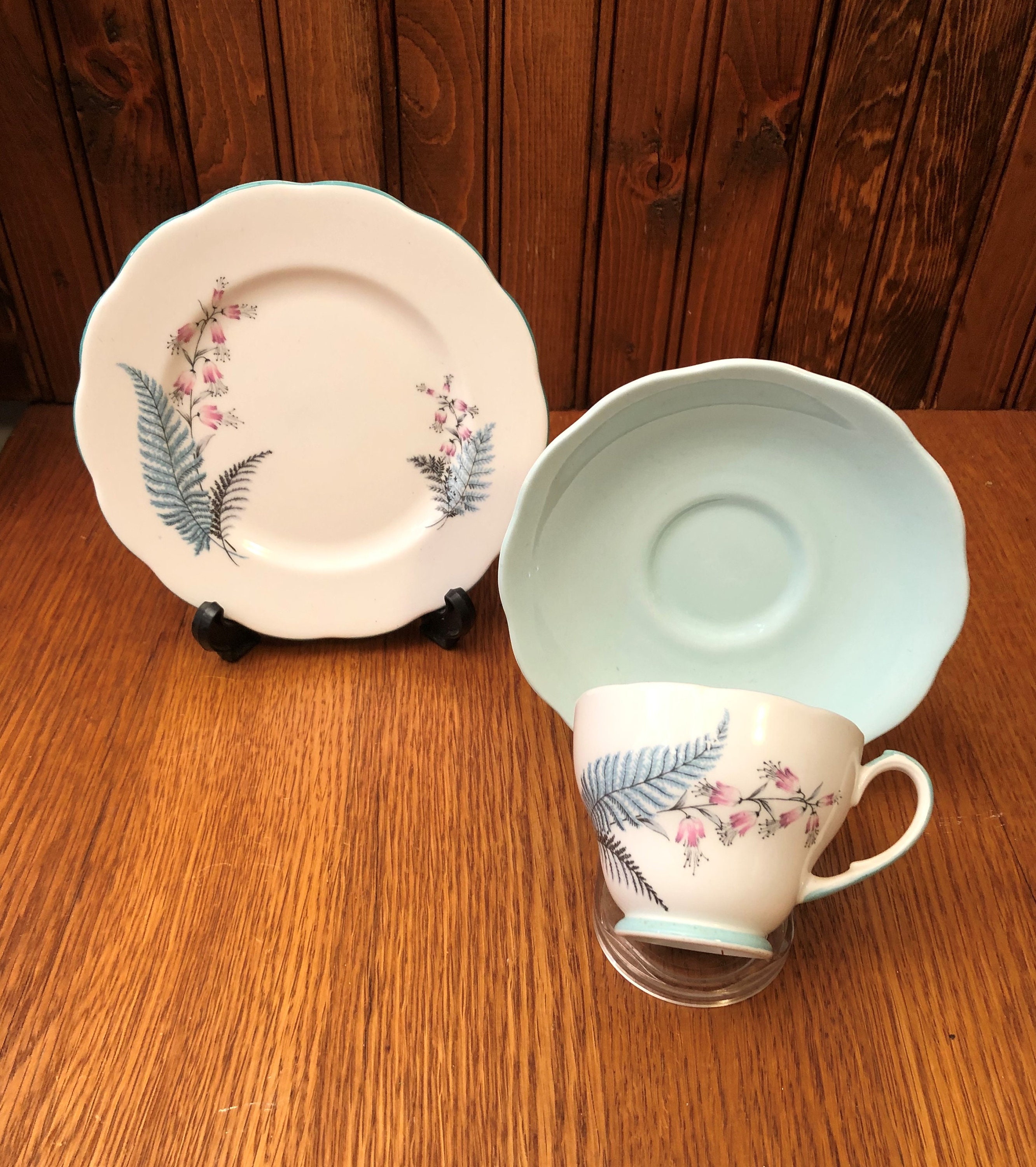 12 Piece Roslyn China Robin's Egg Blue Fern and Lilly of the Valley ...