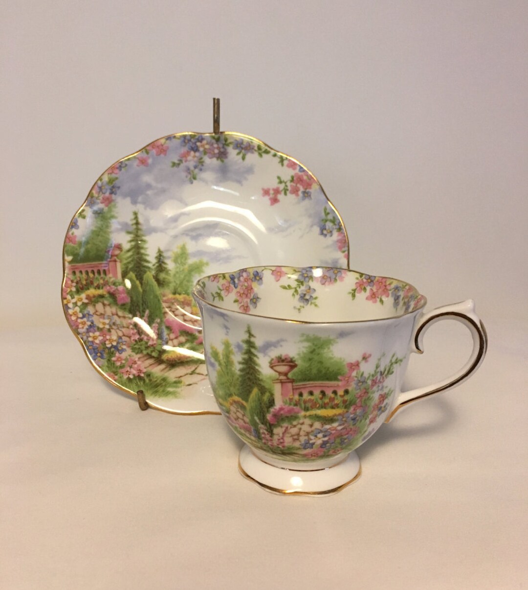 Royal Albert Kentish Rockery Countess Cup and Saucer Pink Floral Teacup ...