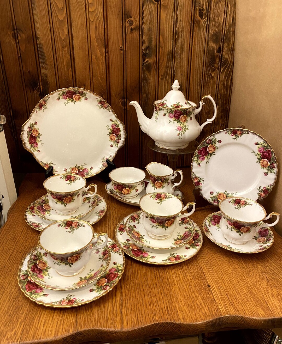 17 Piece Tea Set by Royal Albert Old Country Roses, Dessert Set - Etsy