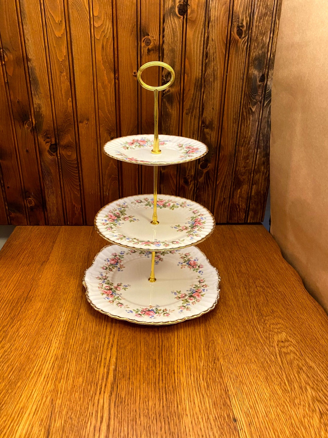 Paragon Moss Rose Cake Stand: Vintage 3-tier Dessert Server - Etsy