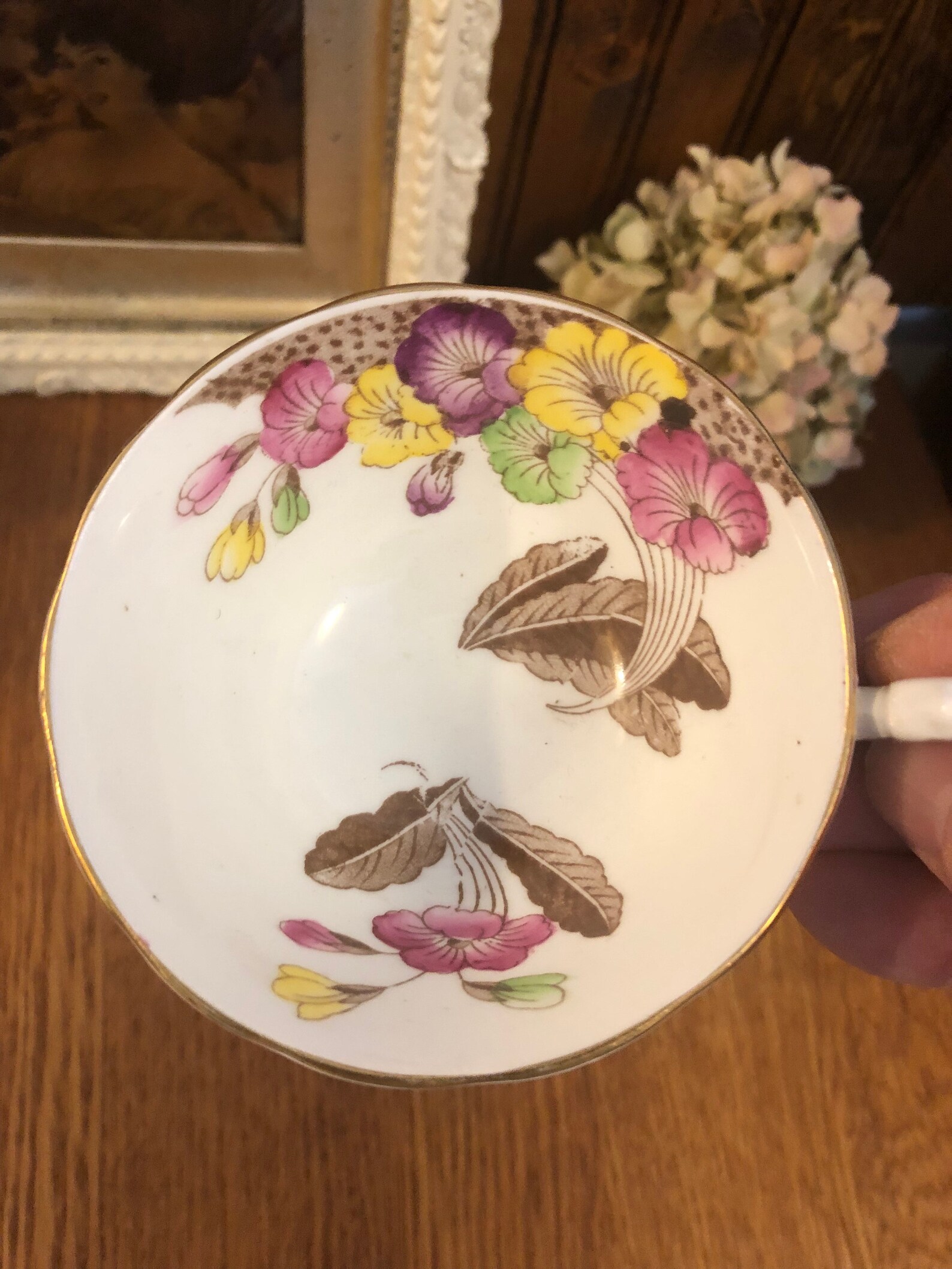 Vintage Floral Bone China Art Deco Hand Painted Teacup and Saucer - Etsy