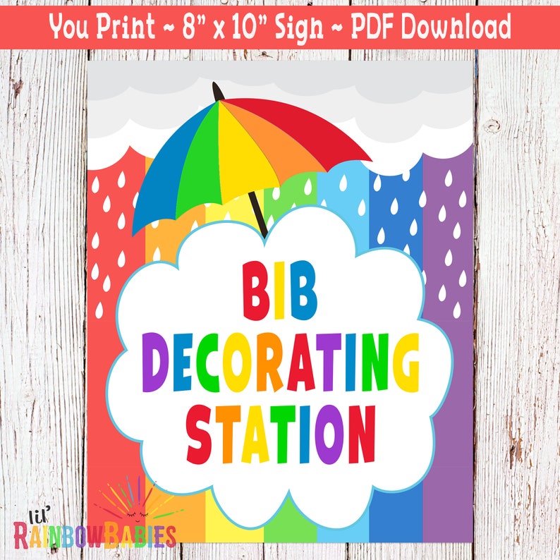 PRINTABLE Bib Decorating Station Sign, Baby Shower Party Sign, Baby ...