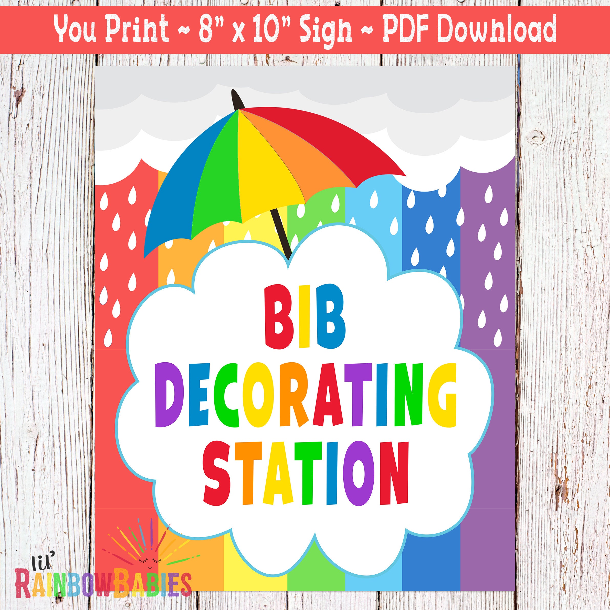 PRINTABLE Bib Decorating Station Sign, Baby Shower Party Sign, Baby ...