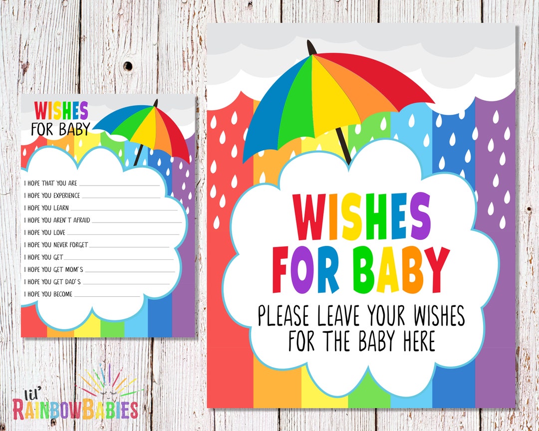 PRINTABLE Rainbow Wishes for Baby, Rainbow Baby Shower Game, Well ...