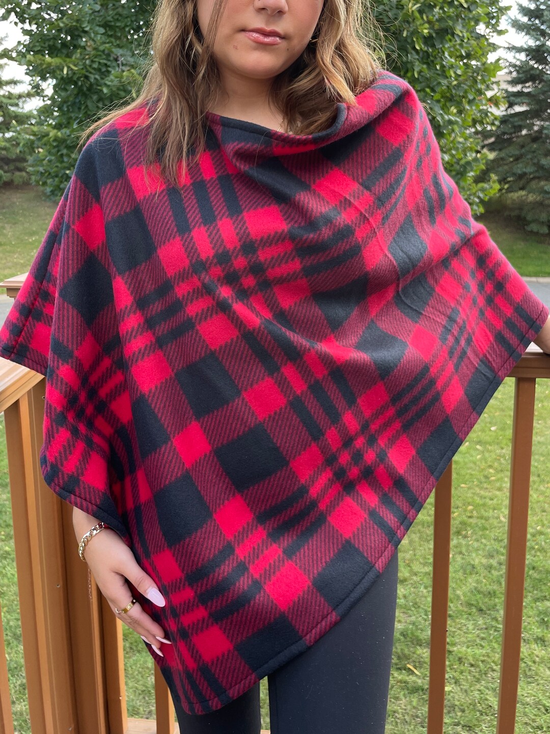 Fleece Cozy Plaid Poncho - Etsy