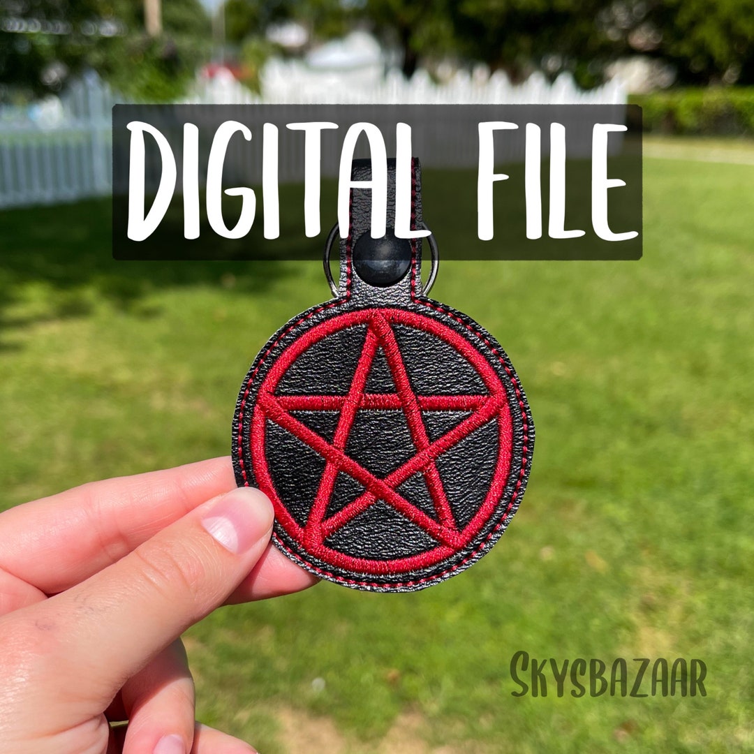 Pentagram, Machine Embroidery File, Key Fob, Key Chain, Embroidered ...